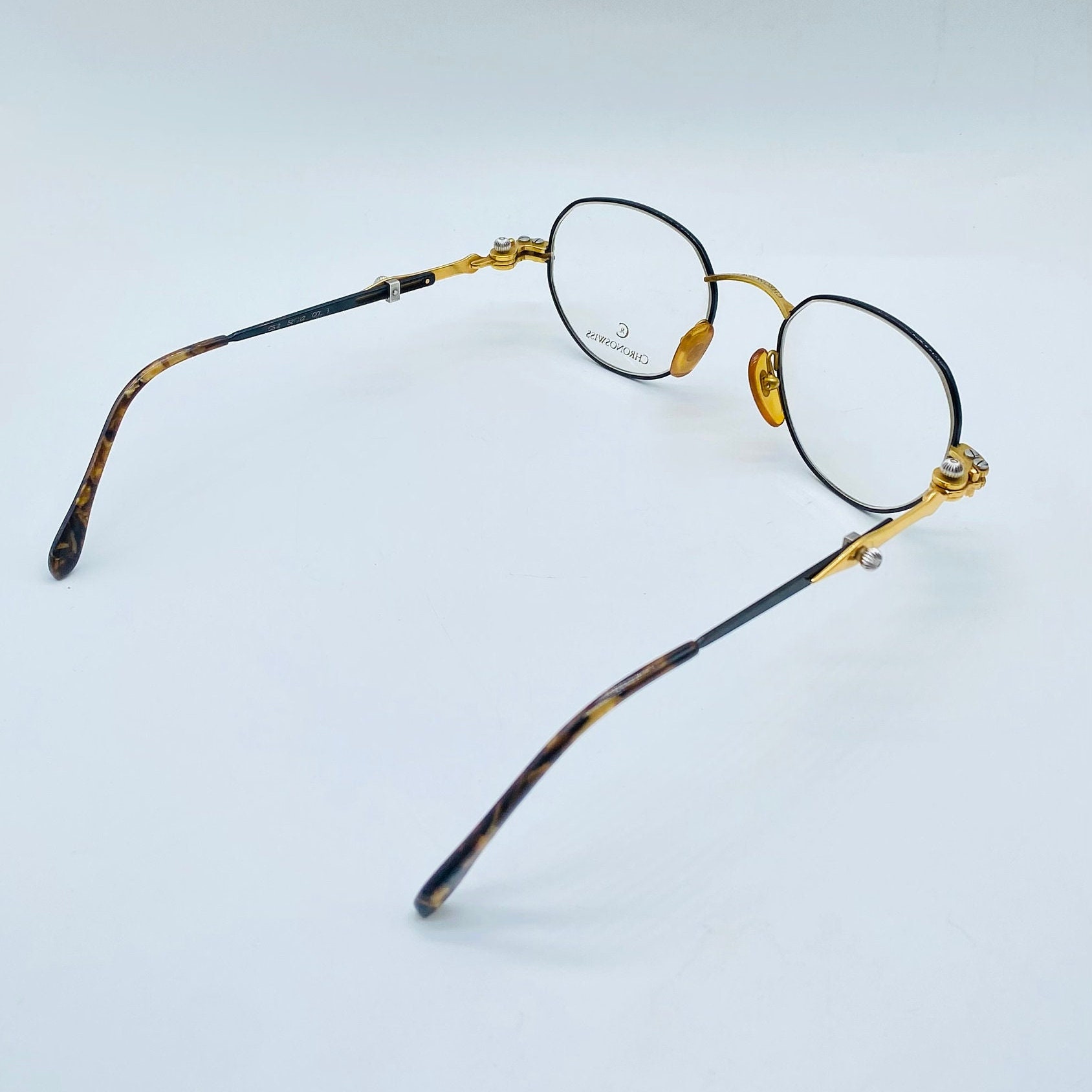 Chrono Swiss CS 2 80s Vintage ,black and Gold , Oval Unique Glasses ...