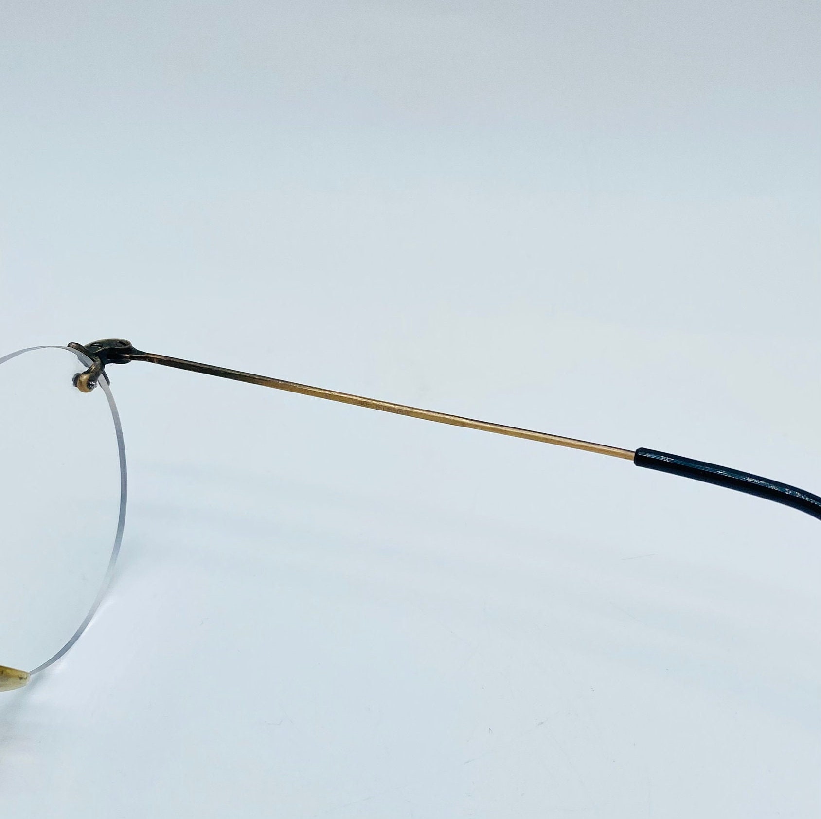 Marius Morel 8563 90s Vintage Antique Gold Metal Oval Rimless Unique ...