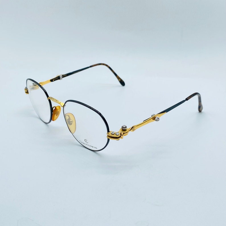 Chrono Swiss CS 2 80s Vintage ,black and Gold , Oval Unique Glasses ...