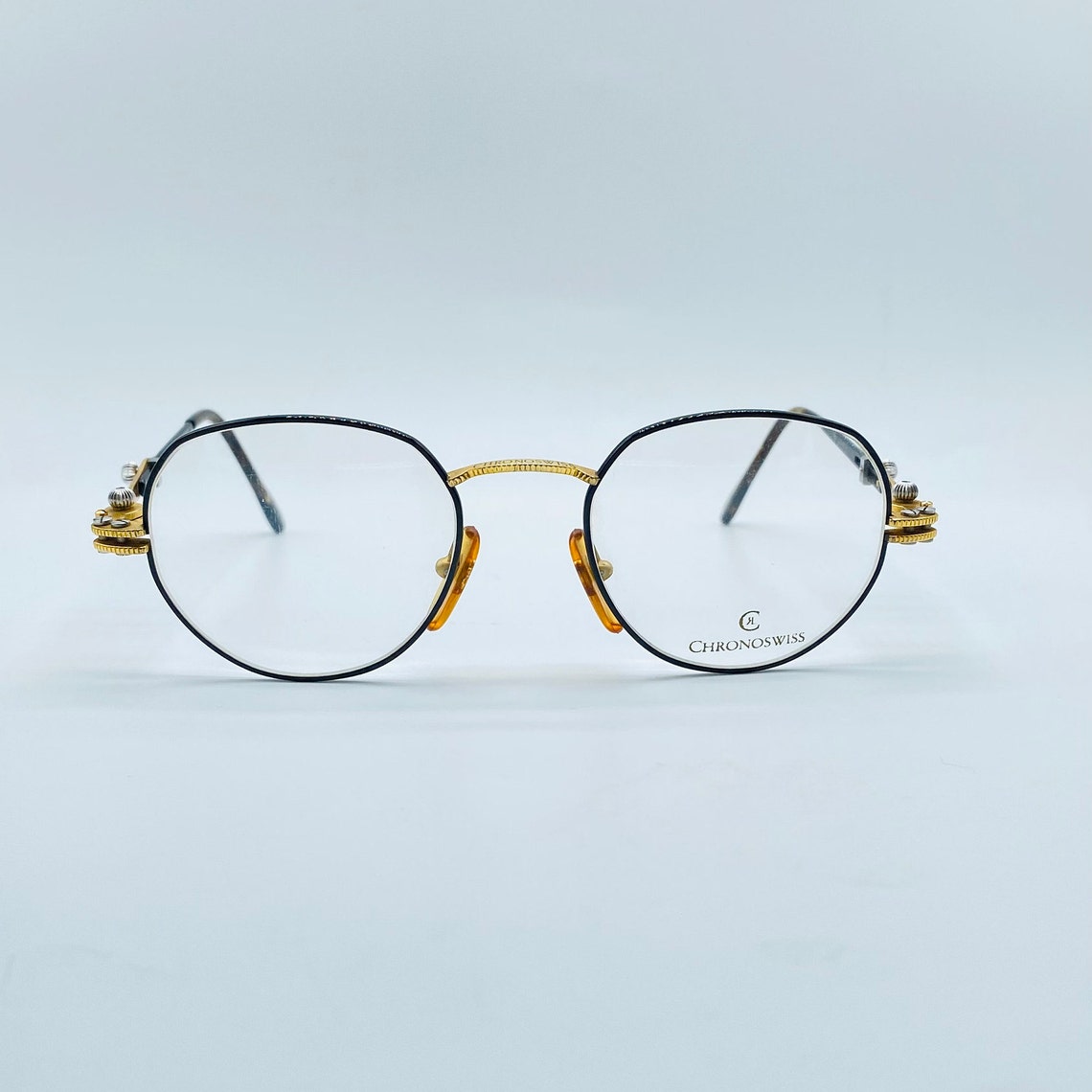 Chrono Swiss CS 2 80s Vintage ,black and Gold , Oval Unique Glasses ...