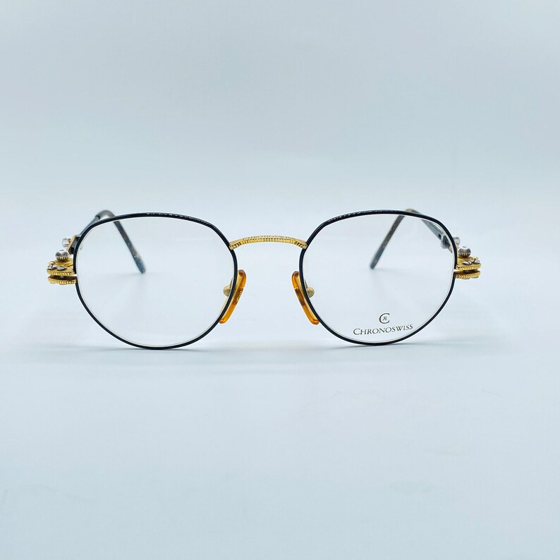Chrono Swiss CS 2 80s Vintage ,black and Gold , Oval Unique Glasses ...