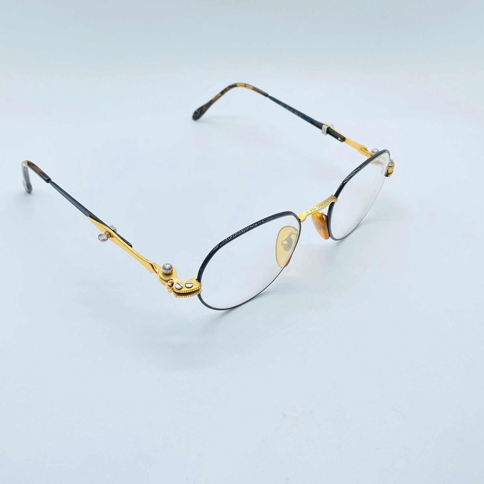 Chrono Swiss CS 2 80s Vintage ,black and Gold , Oval Unique Glasses ...