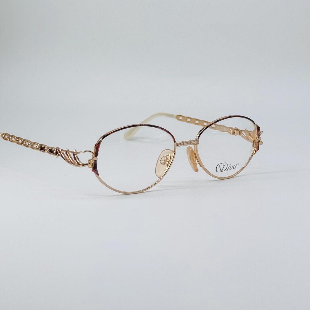 Diva 5049 4 90s Vintage Gold Oval Colorful Unique Eyeglasses Frames ...