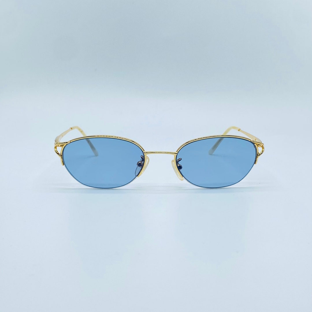 80s Vintage Elizabeth Arden Sunglasses: Gold Cat Eye, Blue Tinted ...