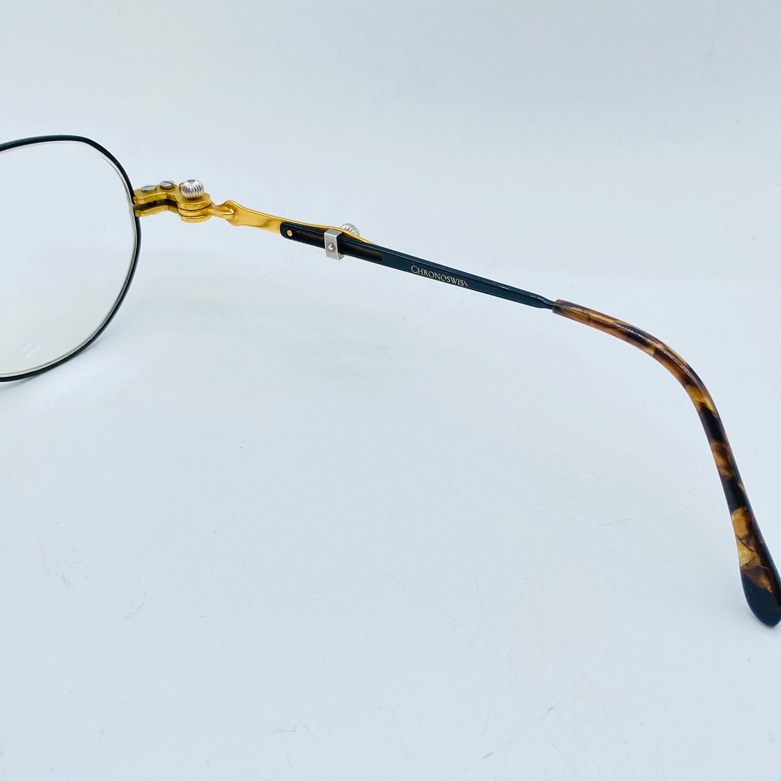 Chrono Swiss CS 2 80s Vintage ,black and Gold , Oval Unique Glasses ...
