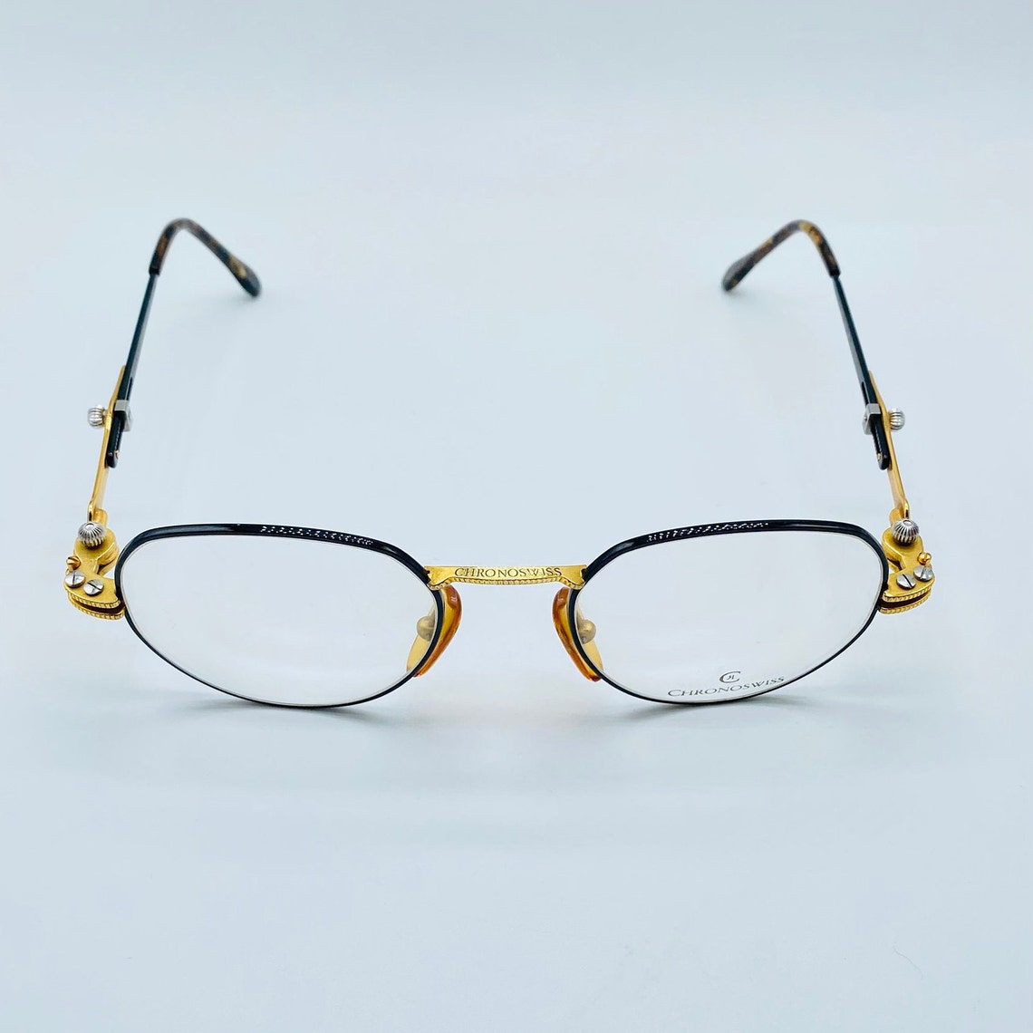 Chrono Swiss CS 2 80s Vintage ,black and Gold , Oval Unique Glasses ...