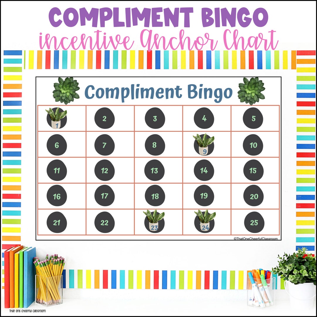 Compliment Bingo Classroom Incentive Behavior Anchor Chart Poster ...