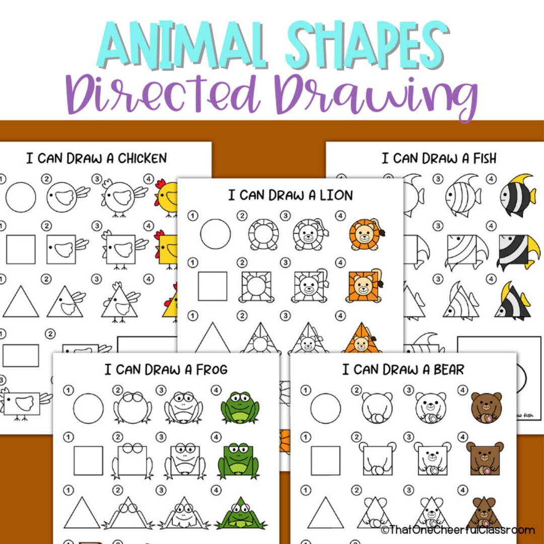 Animal Theme Directed Drawing How to Draw Step by Step Drawing Animal ...