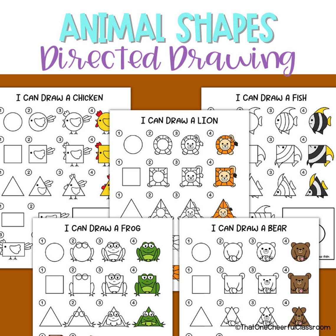 Animal Theme Directed Drawing How to Draw Step by Step Drawing Animal ...