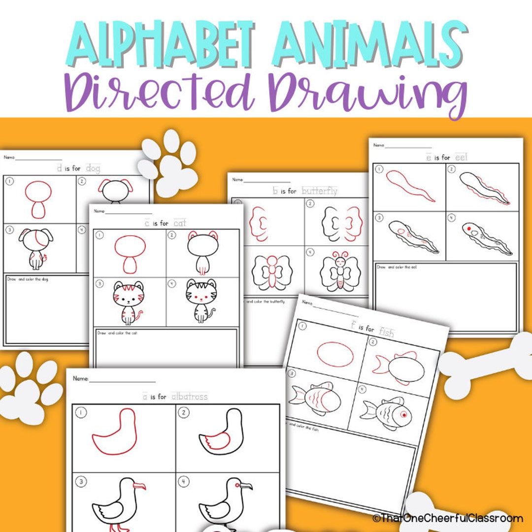 Letters of the Alphabet Animals Directed Drawing Activities How to Step ...