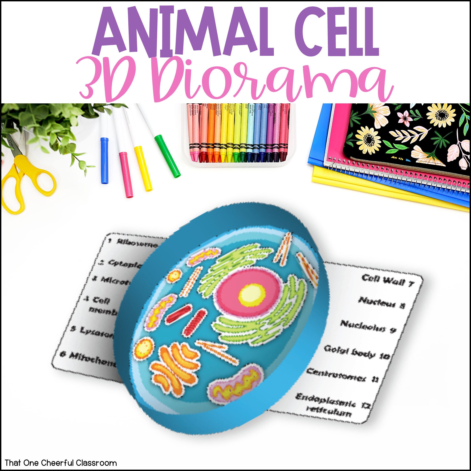 Animal Cell Labeling 3D Diorama Science Project Pop up Craft Activity ...