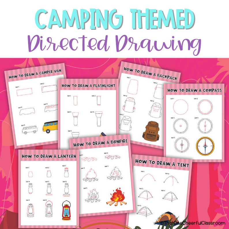Summer Camping Directed Drawing Activitieshow to Draw Step by Step ...