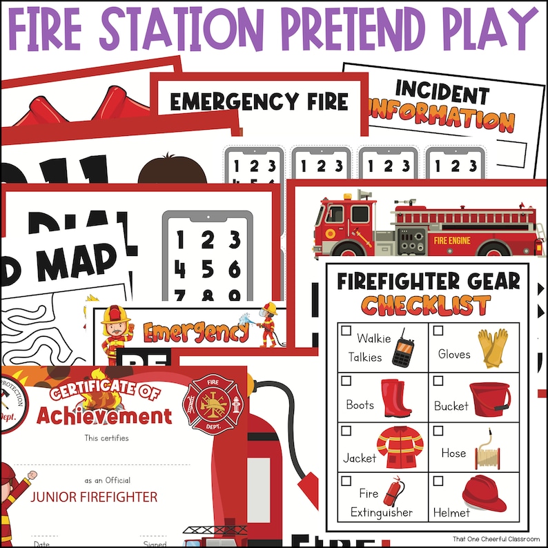 Fire Station Dramatic Play Printables Pretend Play Center for Preschool ...