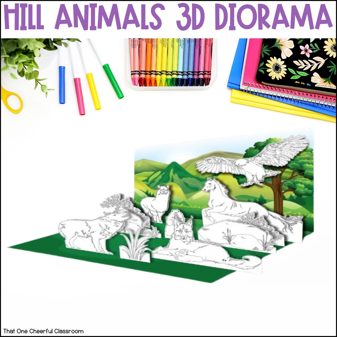 Hill Animals 3D Diorama Science Project Pop up Craft Activity - Etsy