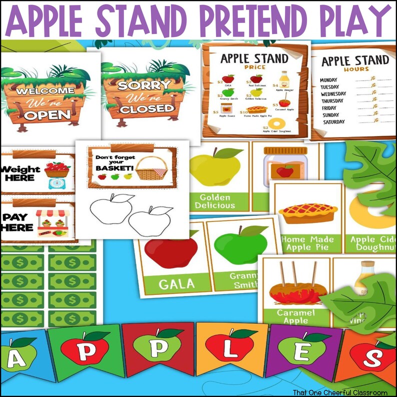 Apple Stand Dramatic Play Center Apple Pretend Play Printable for ...