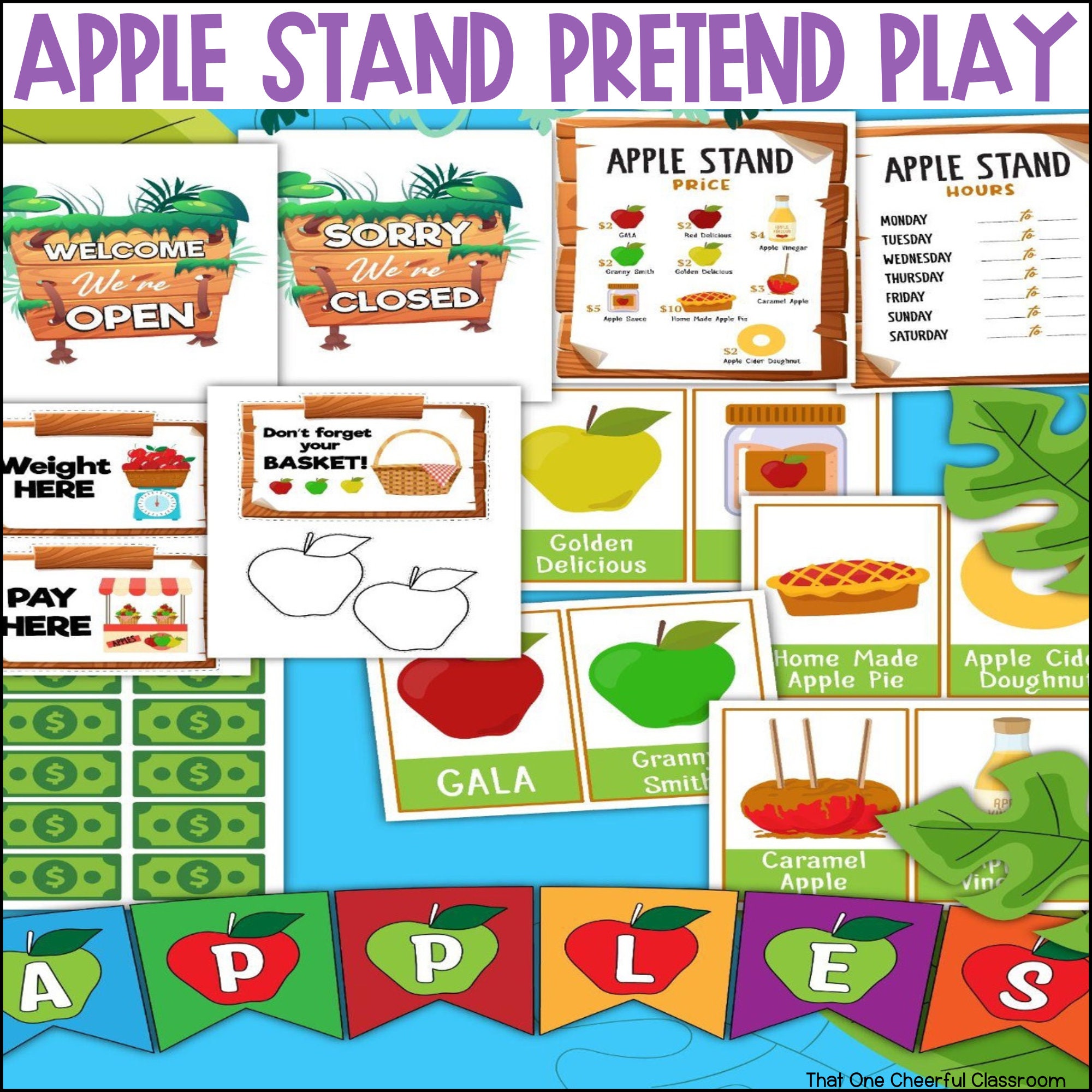 Apple Stand Dramatic Play Center Apple Pretend Play Printable for ...