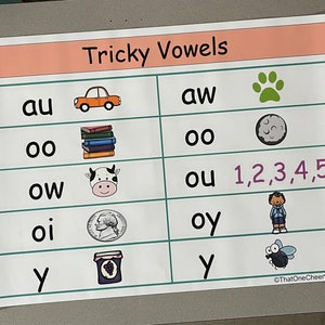 Tricky Vowels Phonics Patterns Anchor Chart Poster Tearproof and ...
