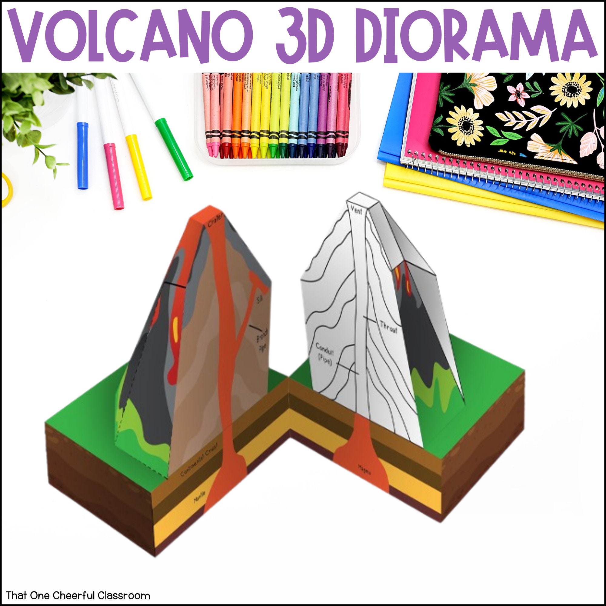 Volcano Craft 3D Diorama Science Project Activity - Etsy