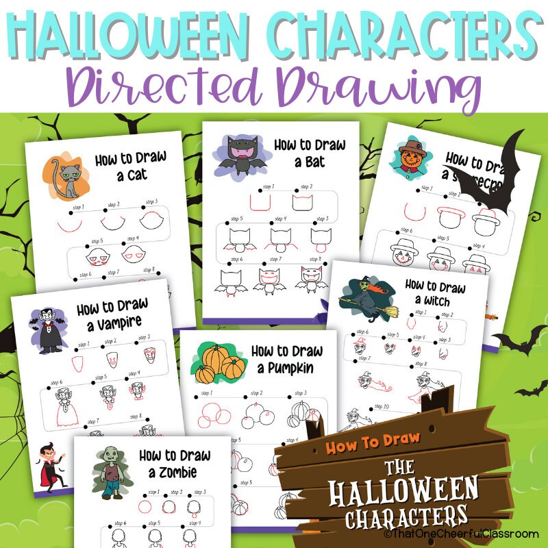 Halloween Directed Drawing Activities How to Draw Step by Step Drawing ...