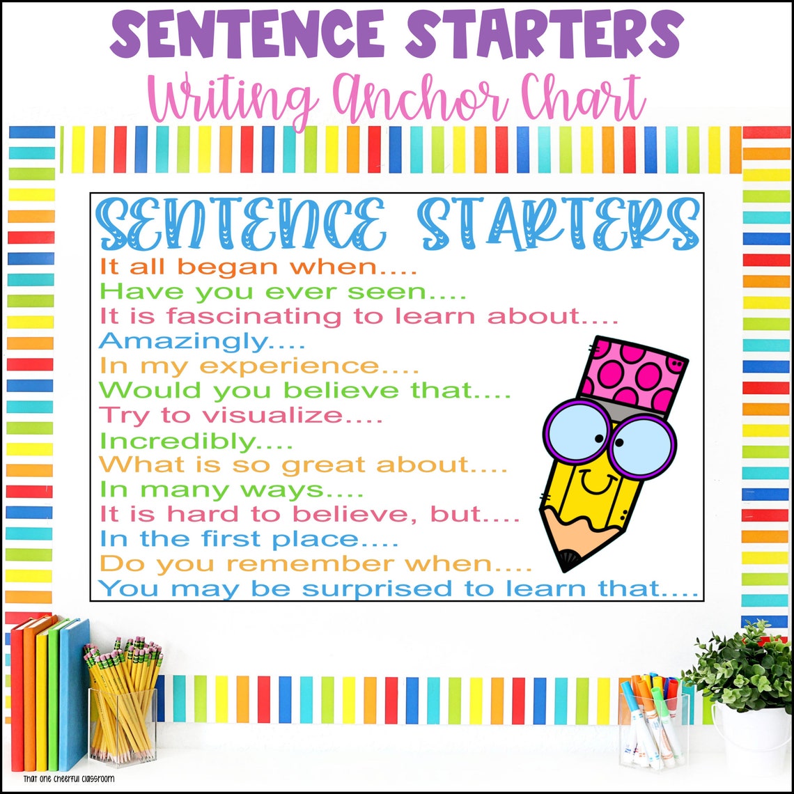 Sentence Starters Writing Anchor Chart Tearproof and Waterproof ...