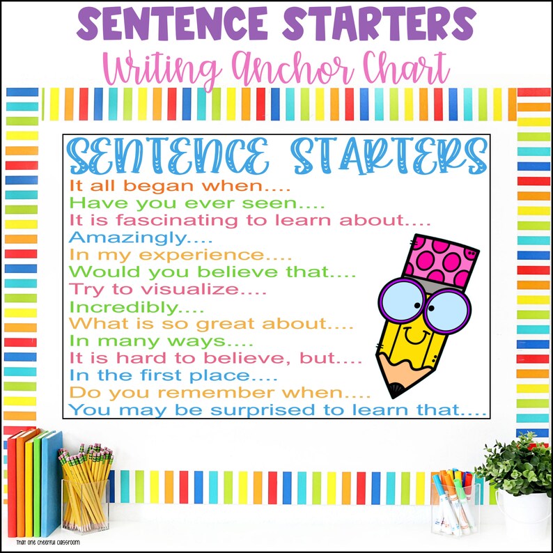 Sentence Starters Writing Anchor Chart Tearproof and Waterproof ...