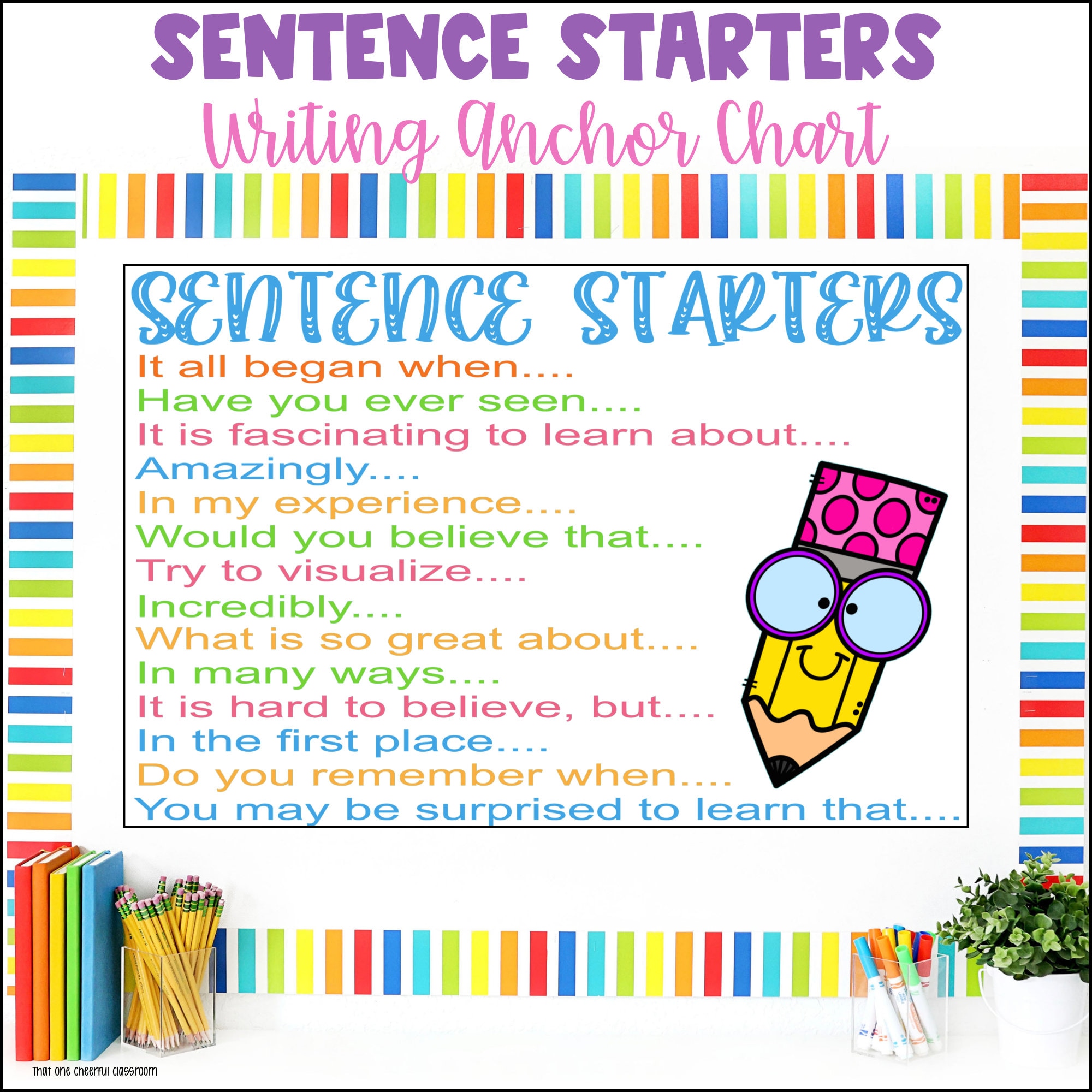 Sentence Starters Writing Anchor Chart Tearproof and Waterproof ...