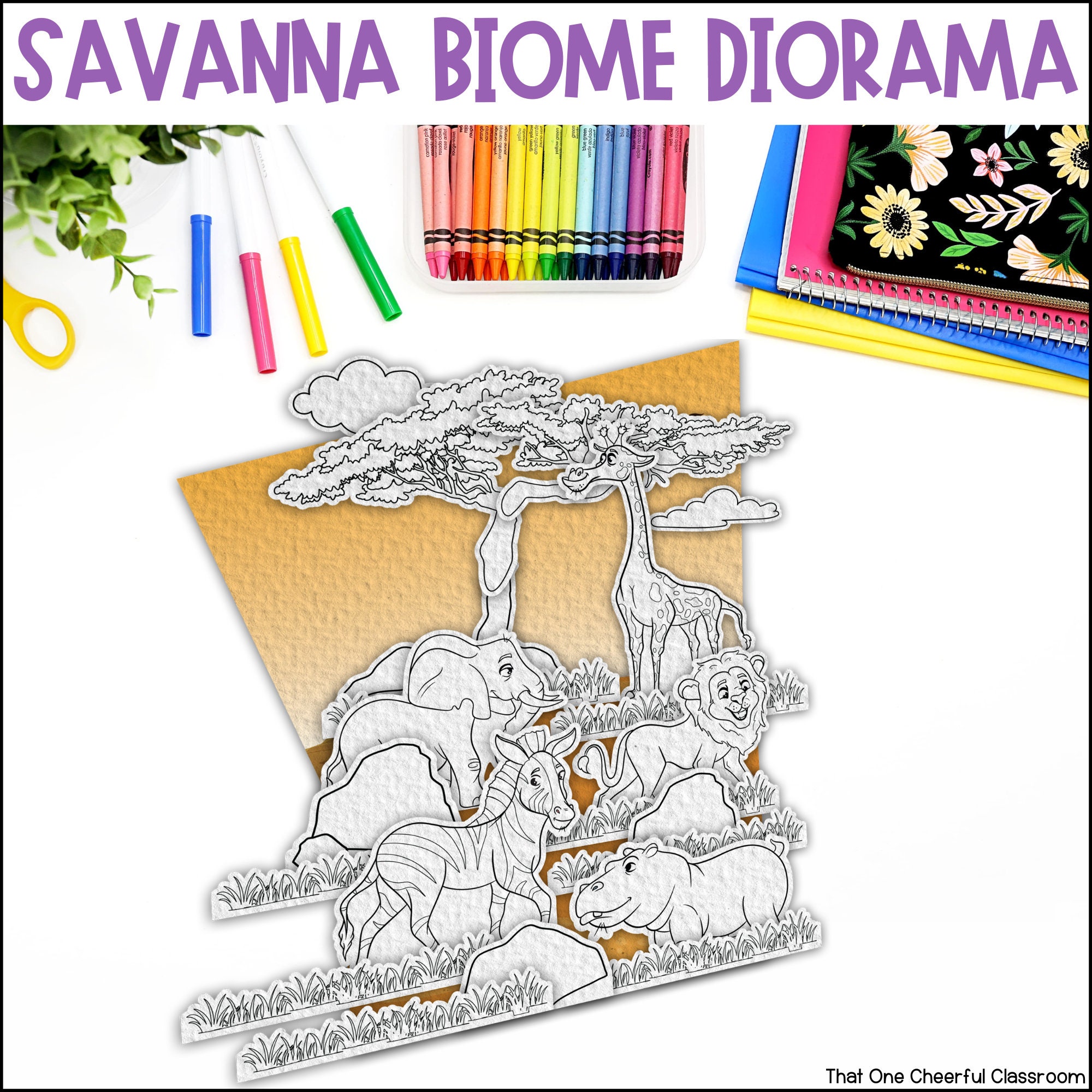 Savanna 3D Diorama Science Project Pop up Craft Activity - Etsy