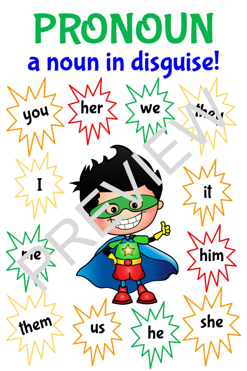Pronouns Parts of Speech Anchor Chart - Etsy