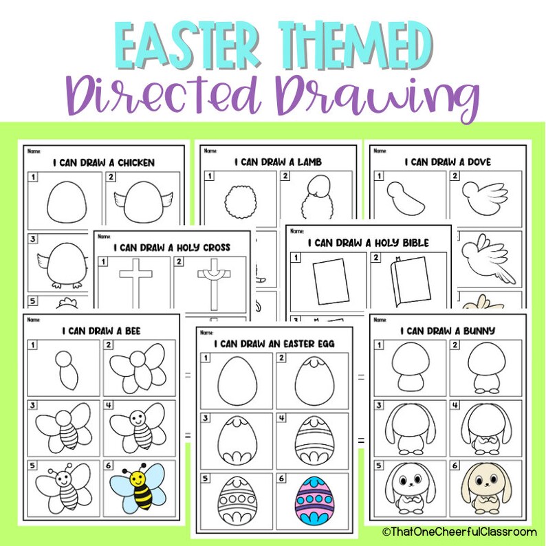 Easter Spring Directed Drawing Activities How to Draw Step by Step ...