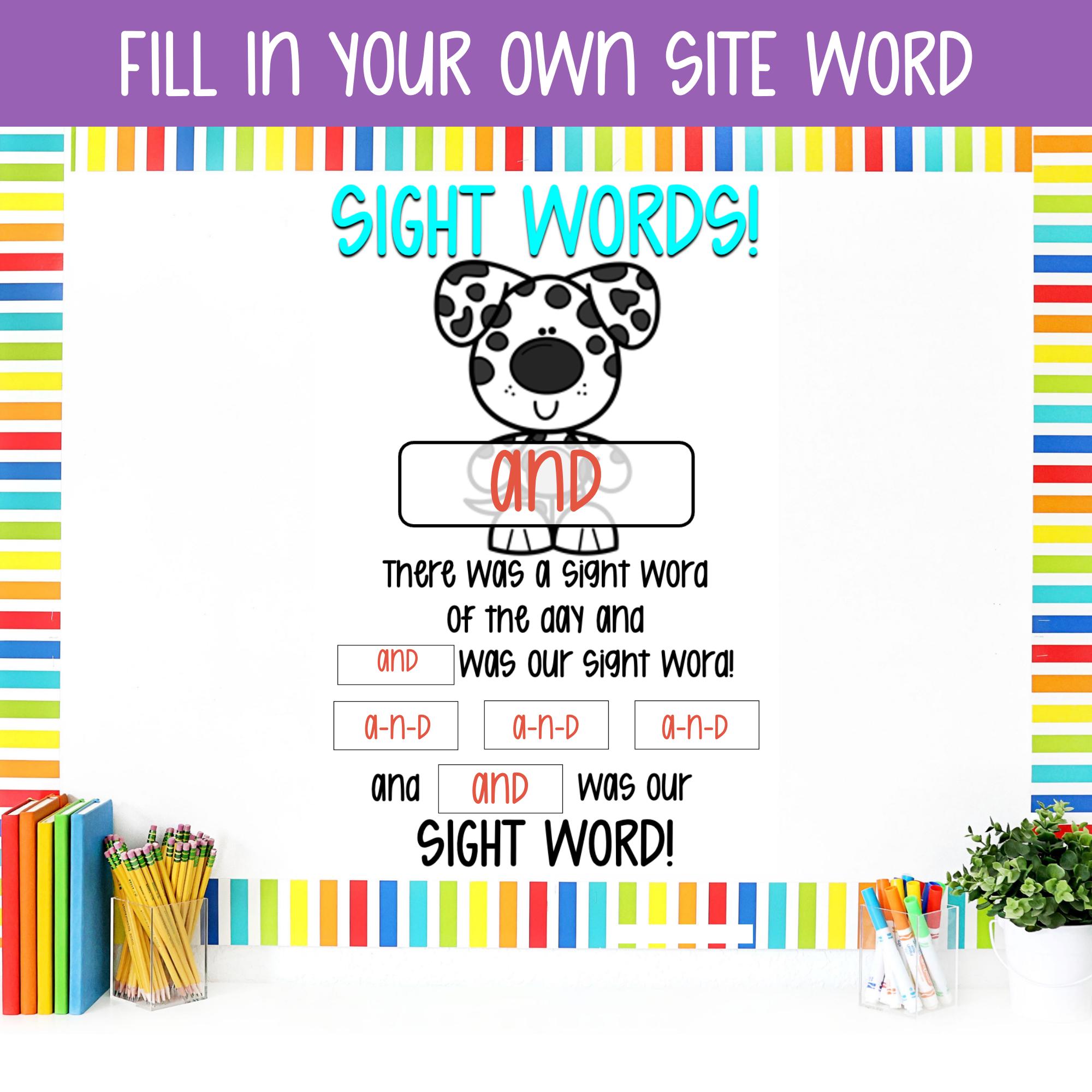 Sight Word Anchor Chart Tune of Bingo Poster for Reading Tearproof and ...