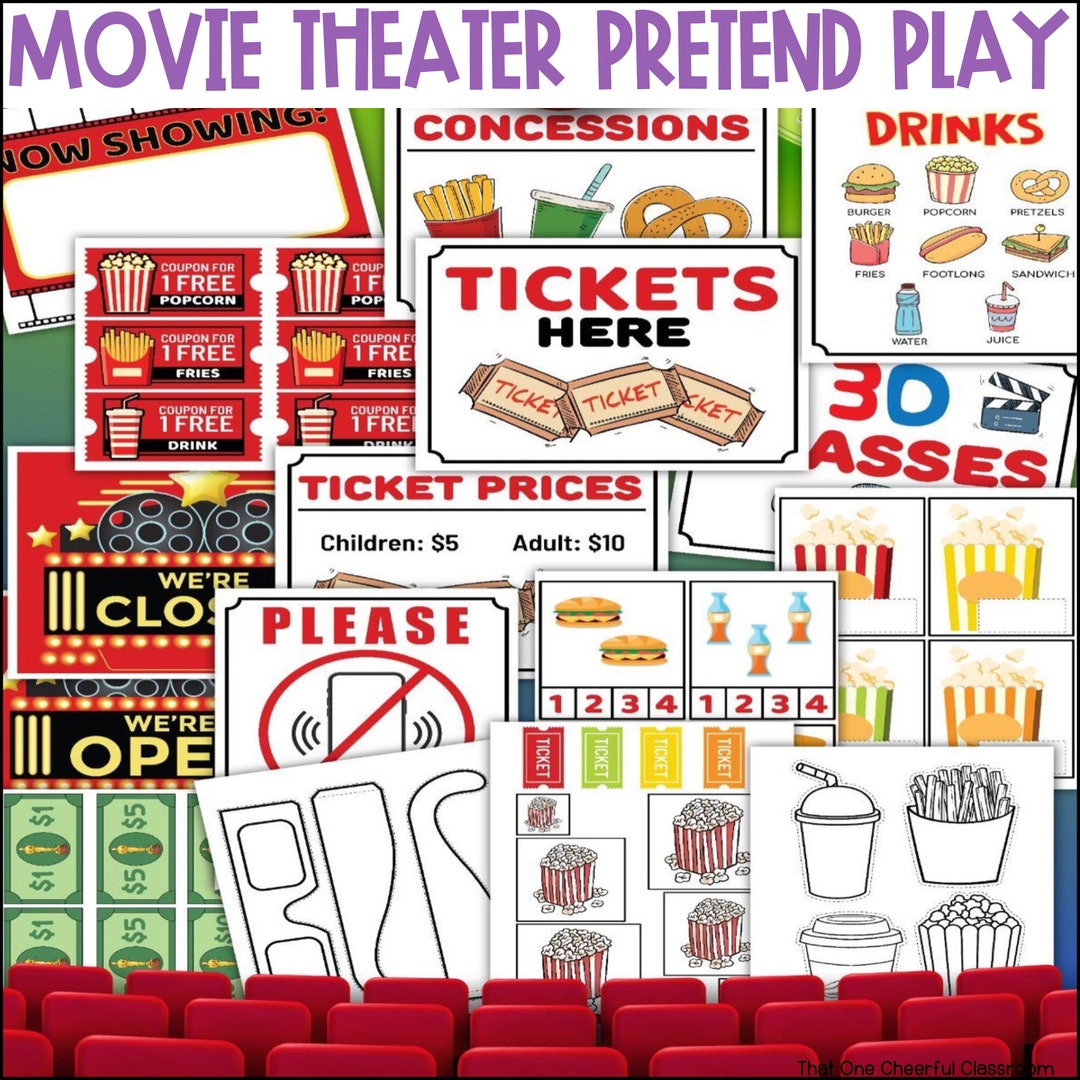 Movie Theater Dramatic Play Center Pretend Play Printable for Preschool ...