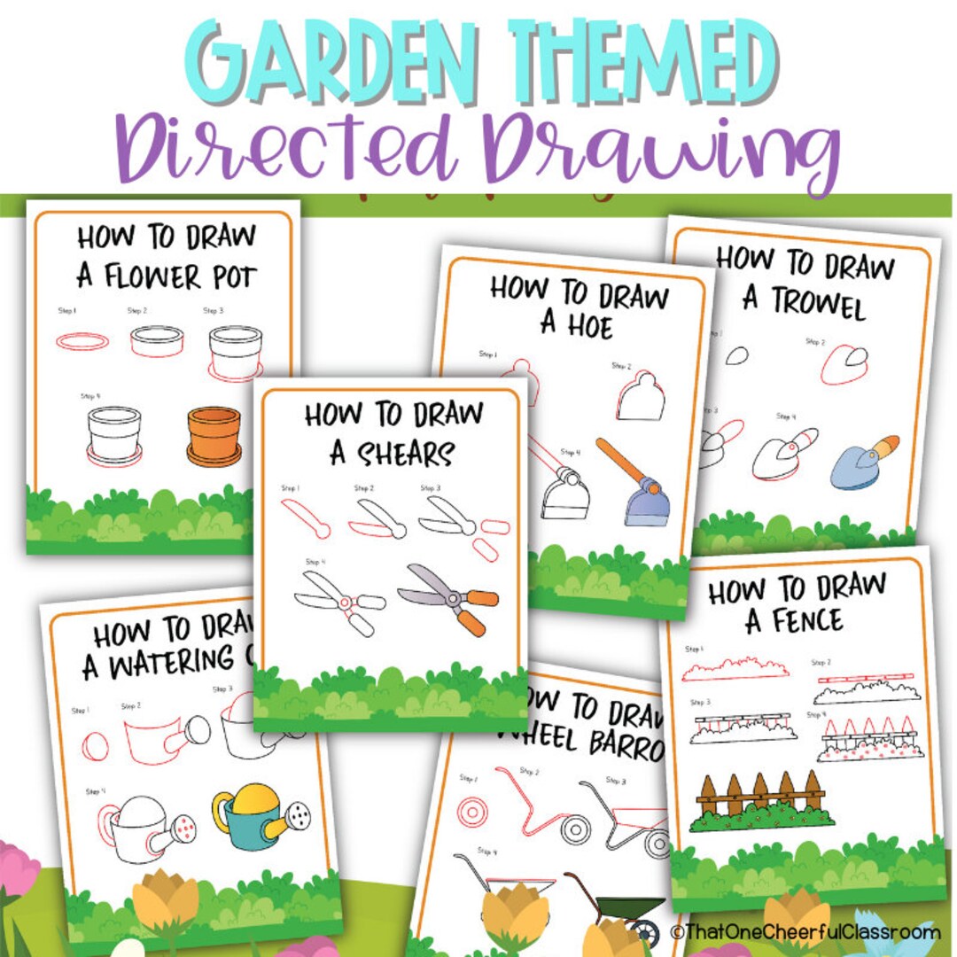 Spring Garden Directed Drawing How to Draw Step by Step Drawing Garden ...