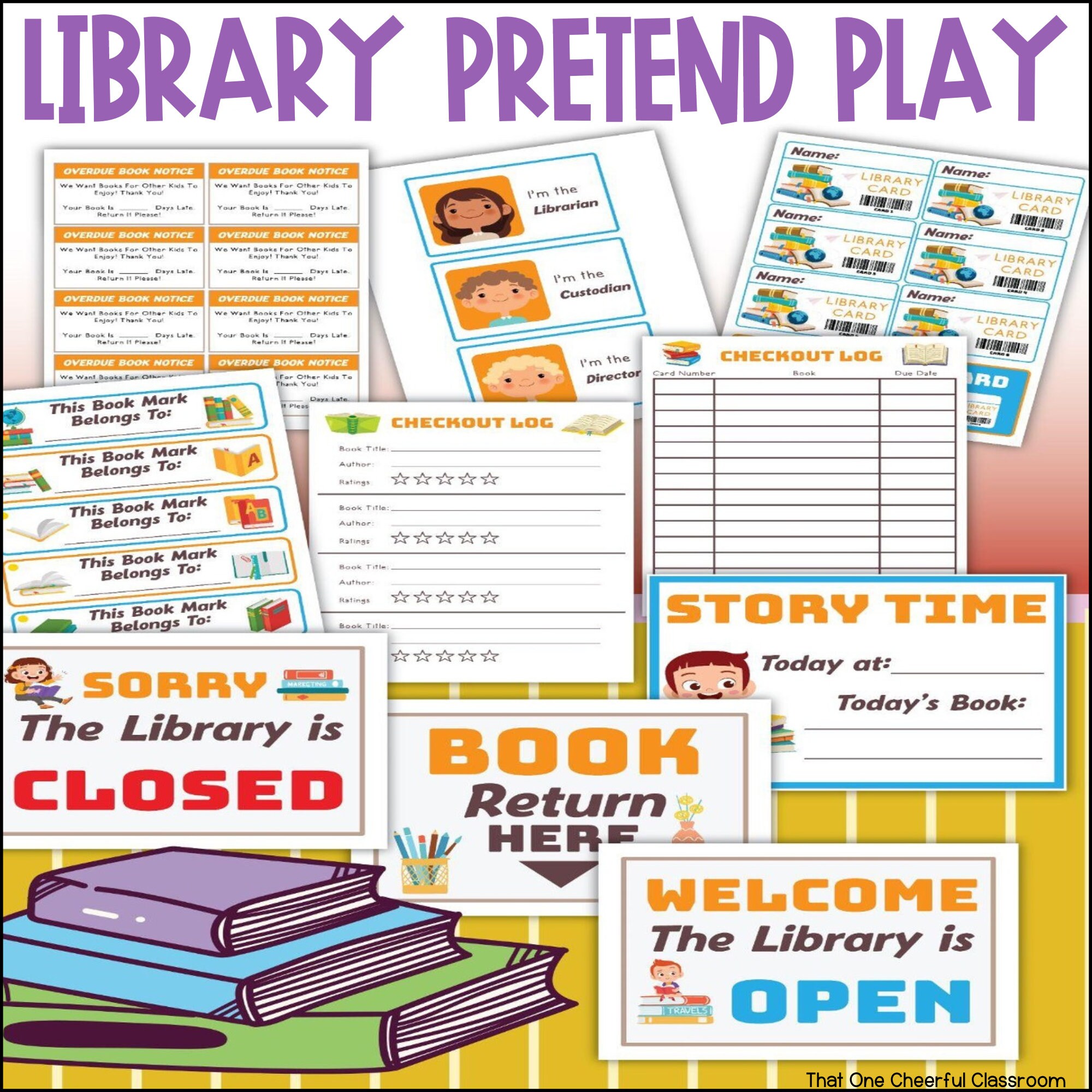 Library Dramatic Play Center Books Pretend Play Printable - Etsy