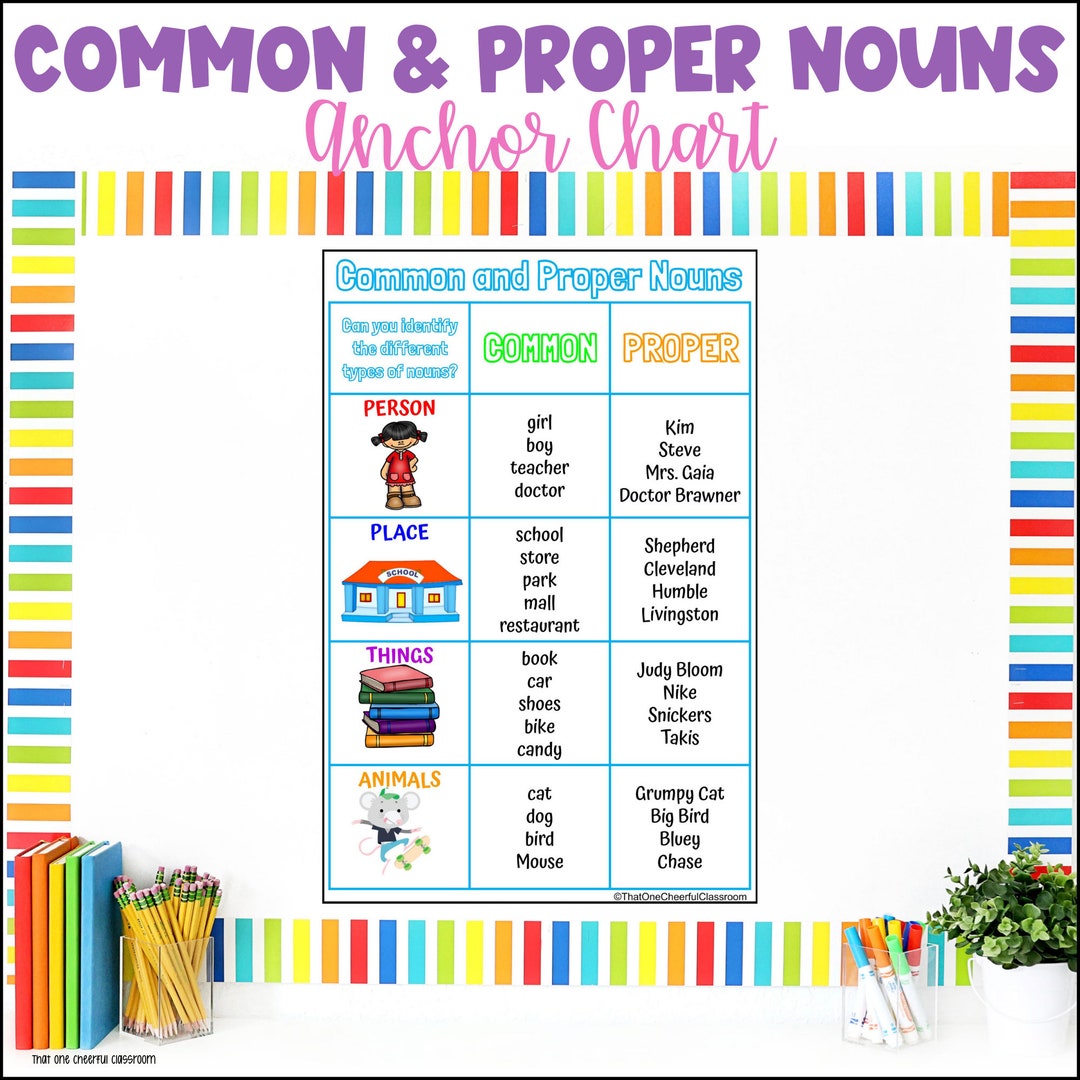 Common and Proper Nouns Anchor Chart Tearproof and Waterproof Material ...