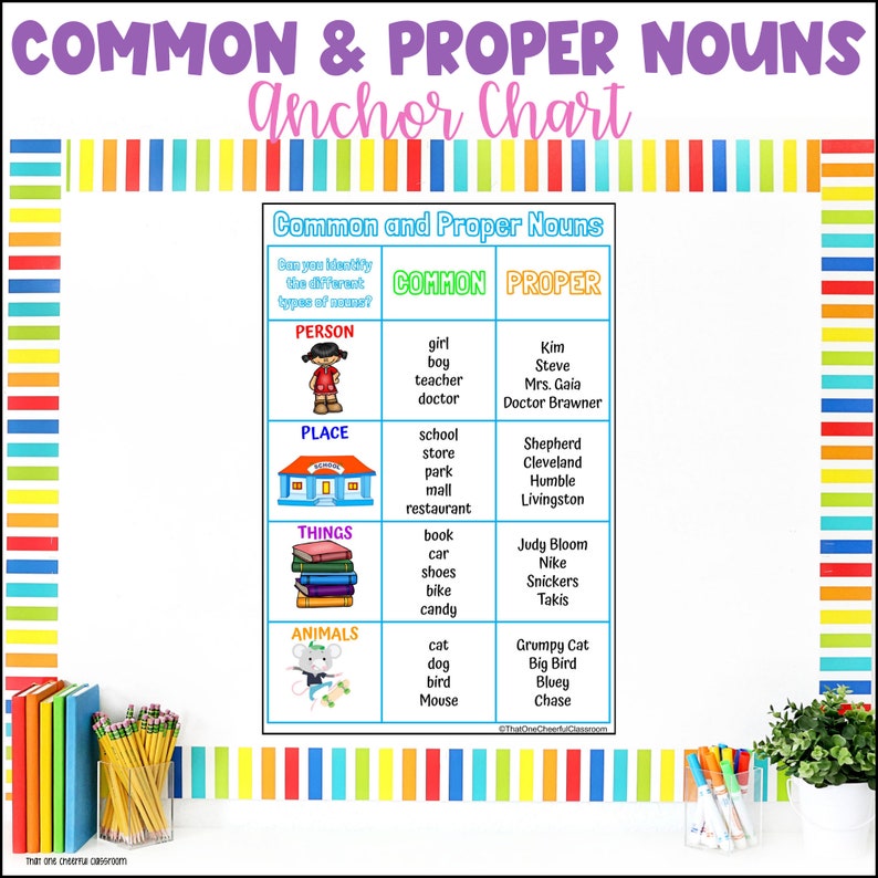 Common and Proper Nouns Anchor Chart Tearproof and Waterproof Material ...