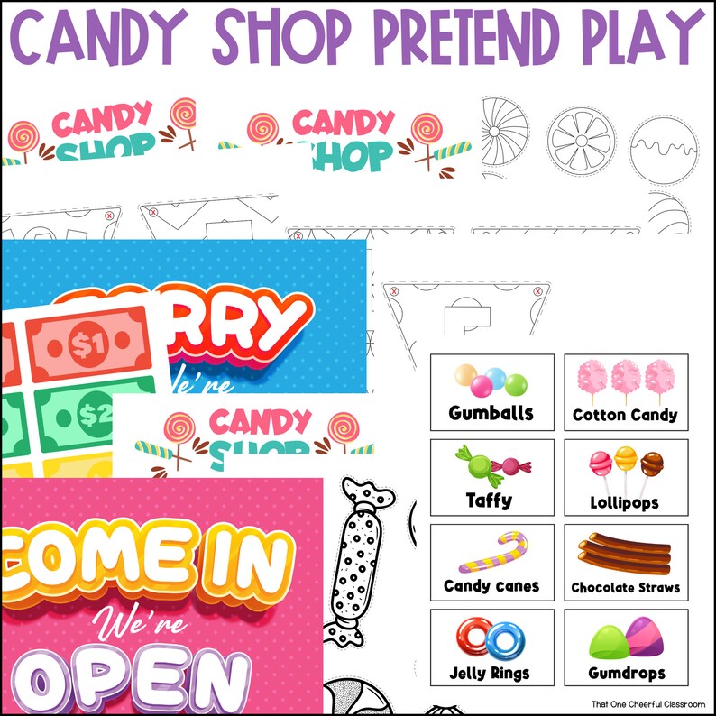 Candy Shop Dramatic Play Printables Pretend Play Center for Preschool ...