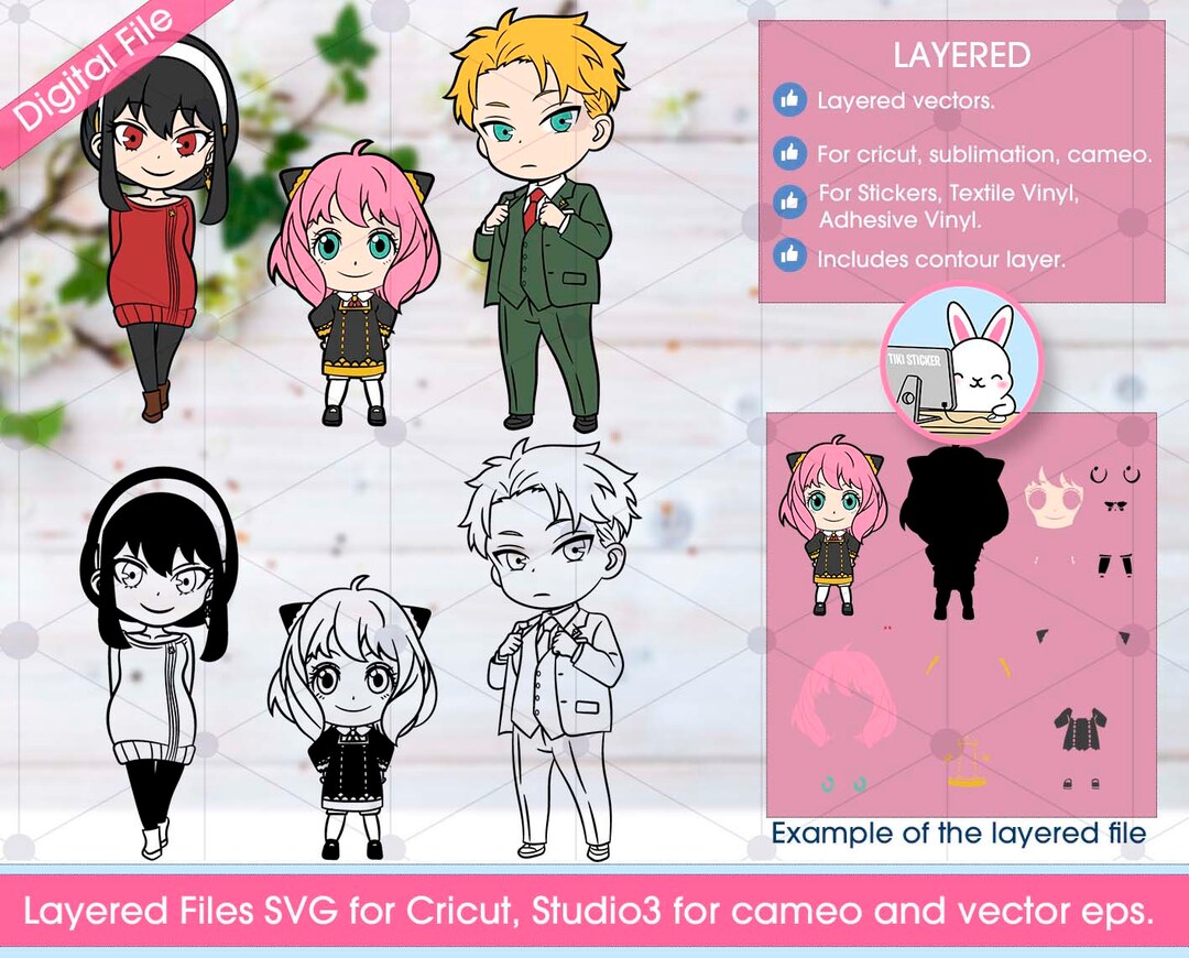 Spy Chibis Family Characters, Svg Cricut Files, file cameo studio 3 ...