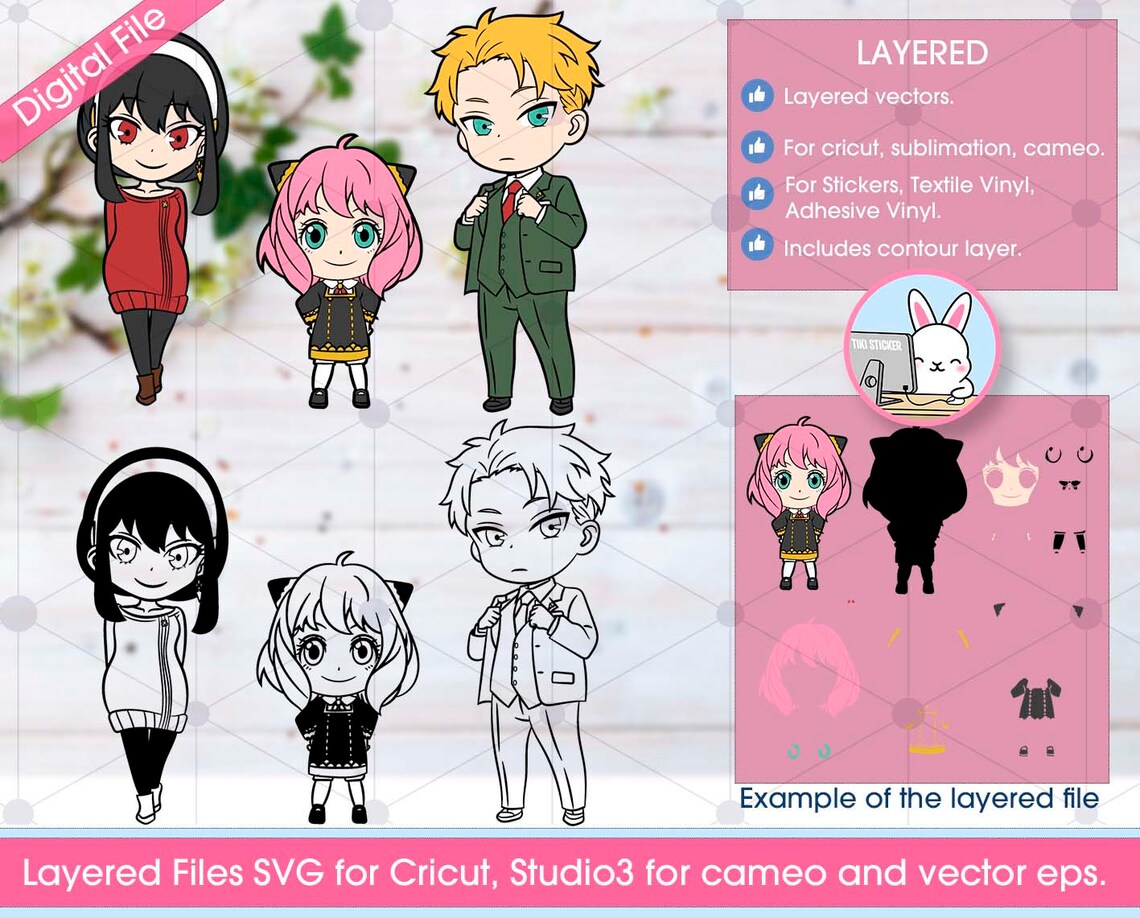 Spy Chibis Family Characters, Svg Cricut Files, cameo studio 3 files ...