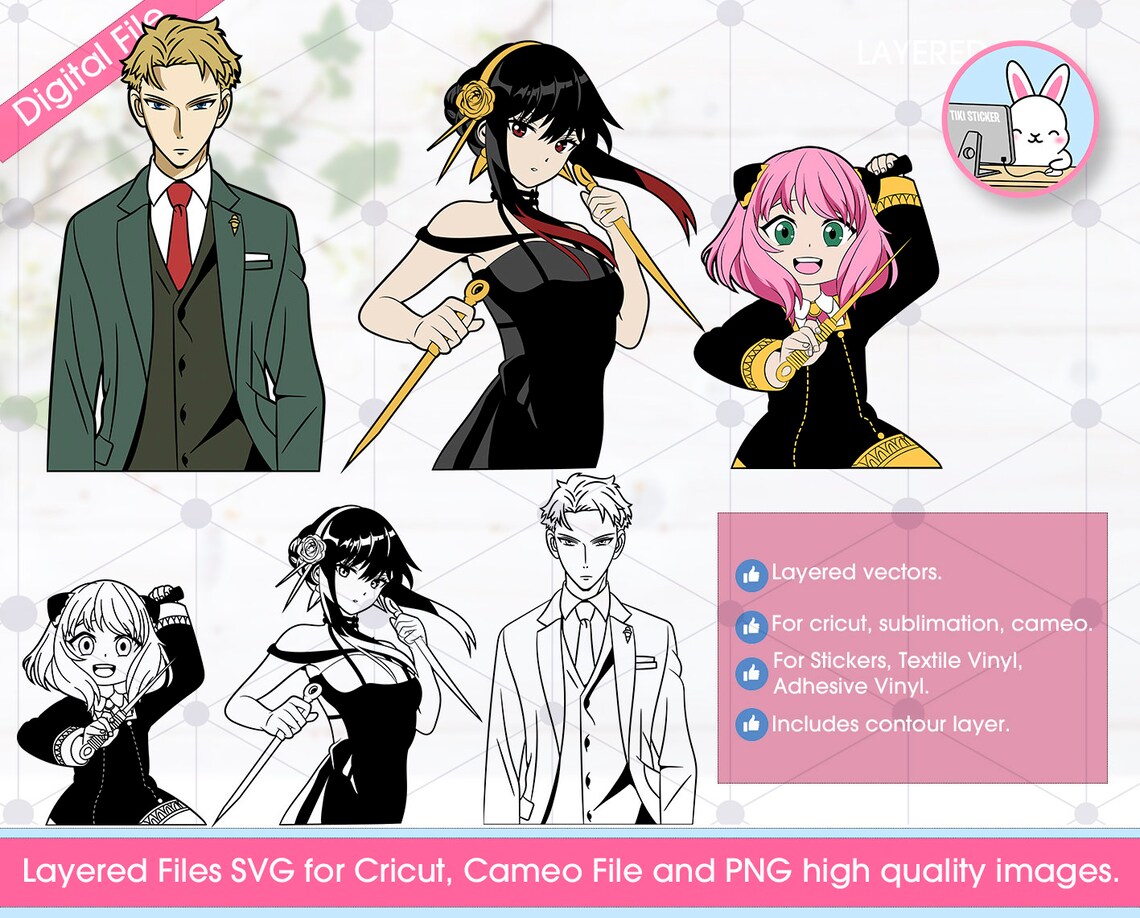 Spy Family Characters, Svg Cricut Files, Cameo Studio 3 Files ...