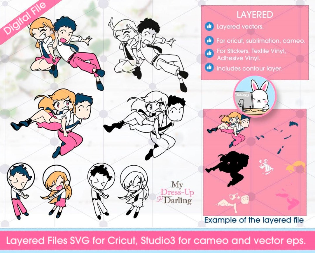 Dress up Darling Chibis Characters, Svg Cricut Files, Cameo Studio 3 ...