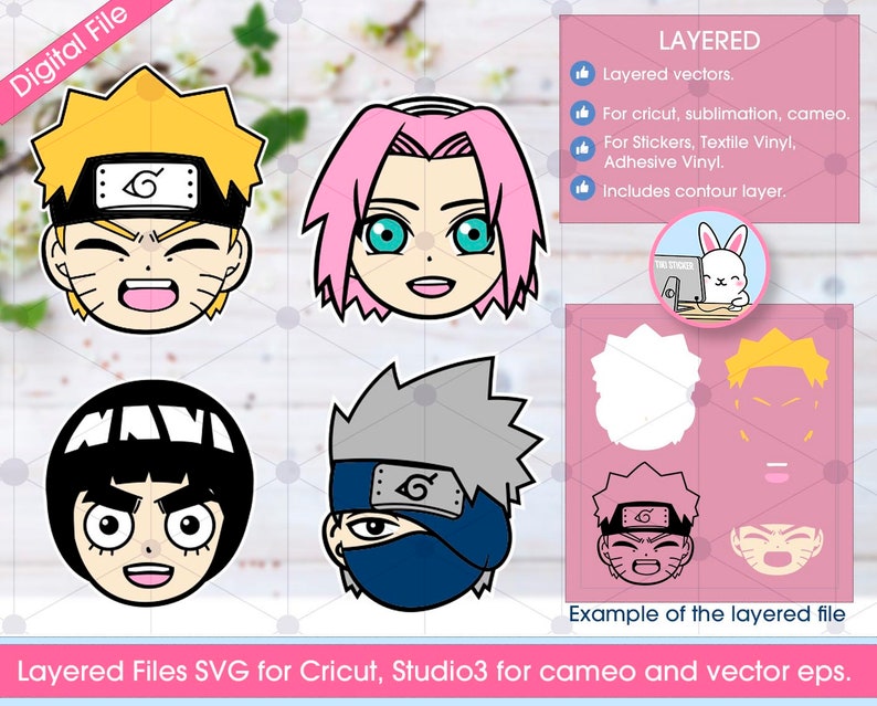 Anime Character, Svg Cricut File, Cameo Studio 3 File, (includes Png ...