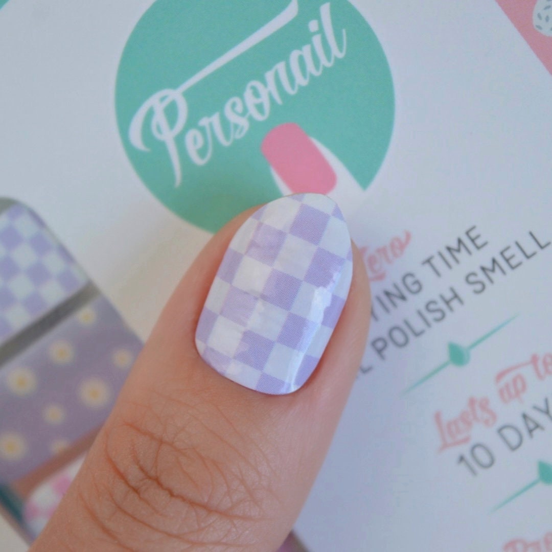 E Girl Pink Checkers Nail Polish Wraps - Etsy