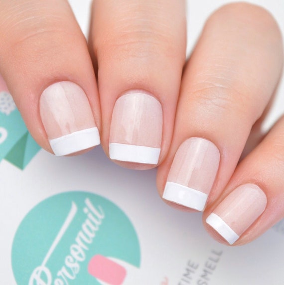French Tip transparent Base With White Tip Nail Polish Wrap | Etsy