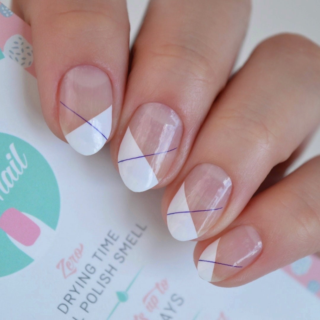 Sarah Geometric French Tips Nail Polish Wraps (transparent) - Etsy