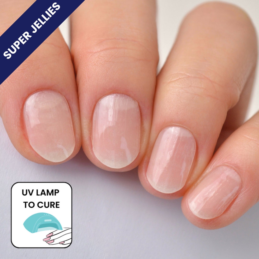 Natural Clear Sheer Ombre I DIY Hard Nail Semi Cured Stickers Nail ...