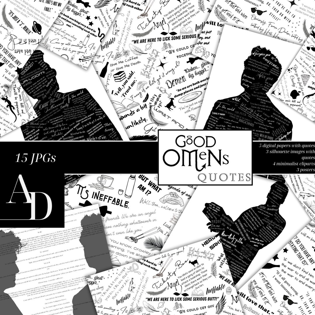 Good Omens Quotes, Digital Paper, Clipart, Scrapbook, Junk Journal ...