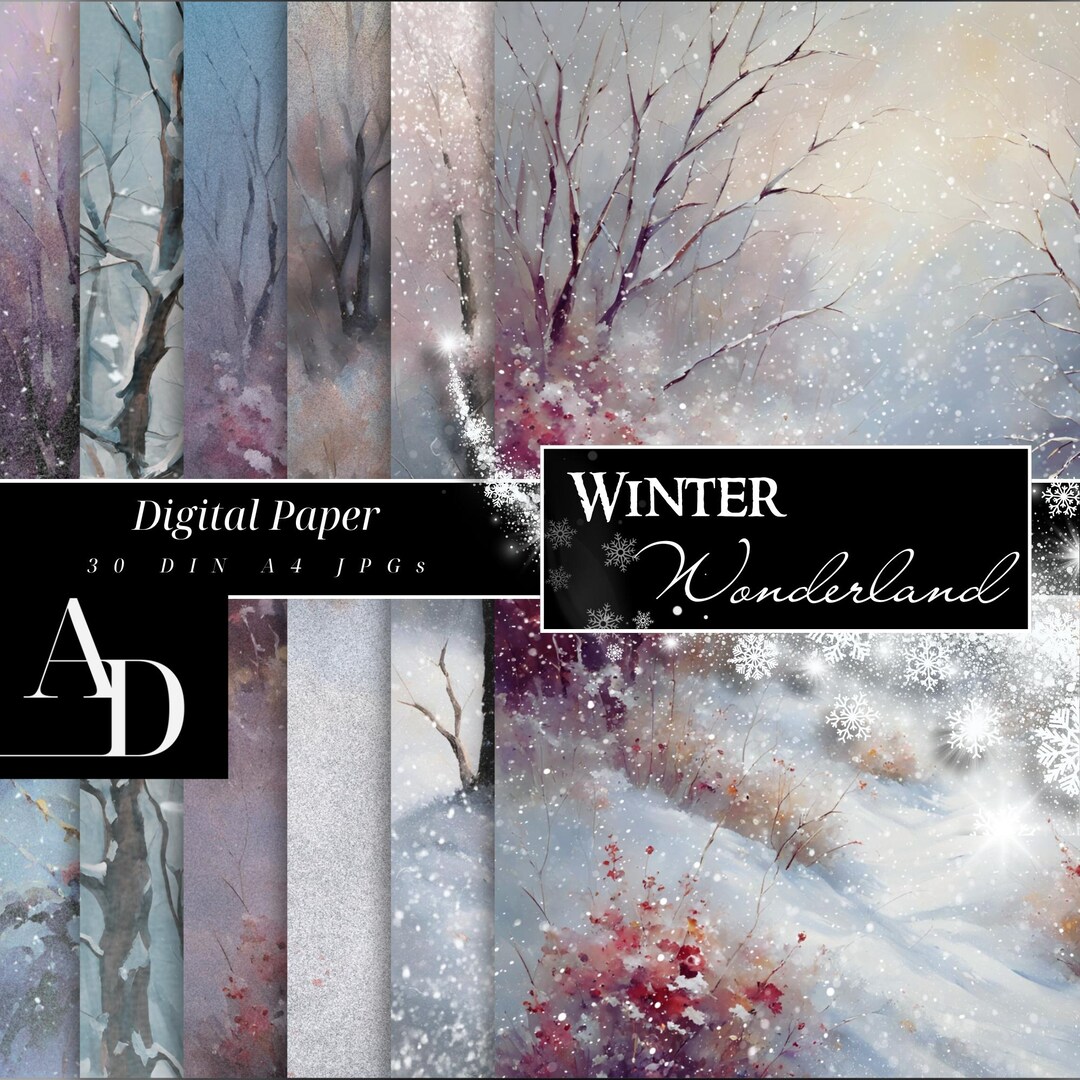 Winter Wonderland, Digital Paper in Winter Design, for Scrapbooking, as ...