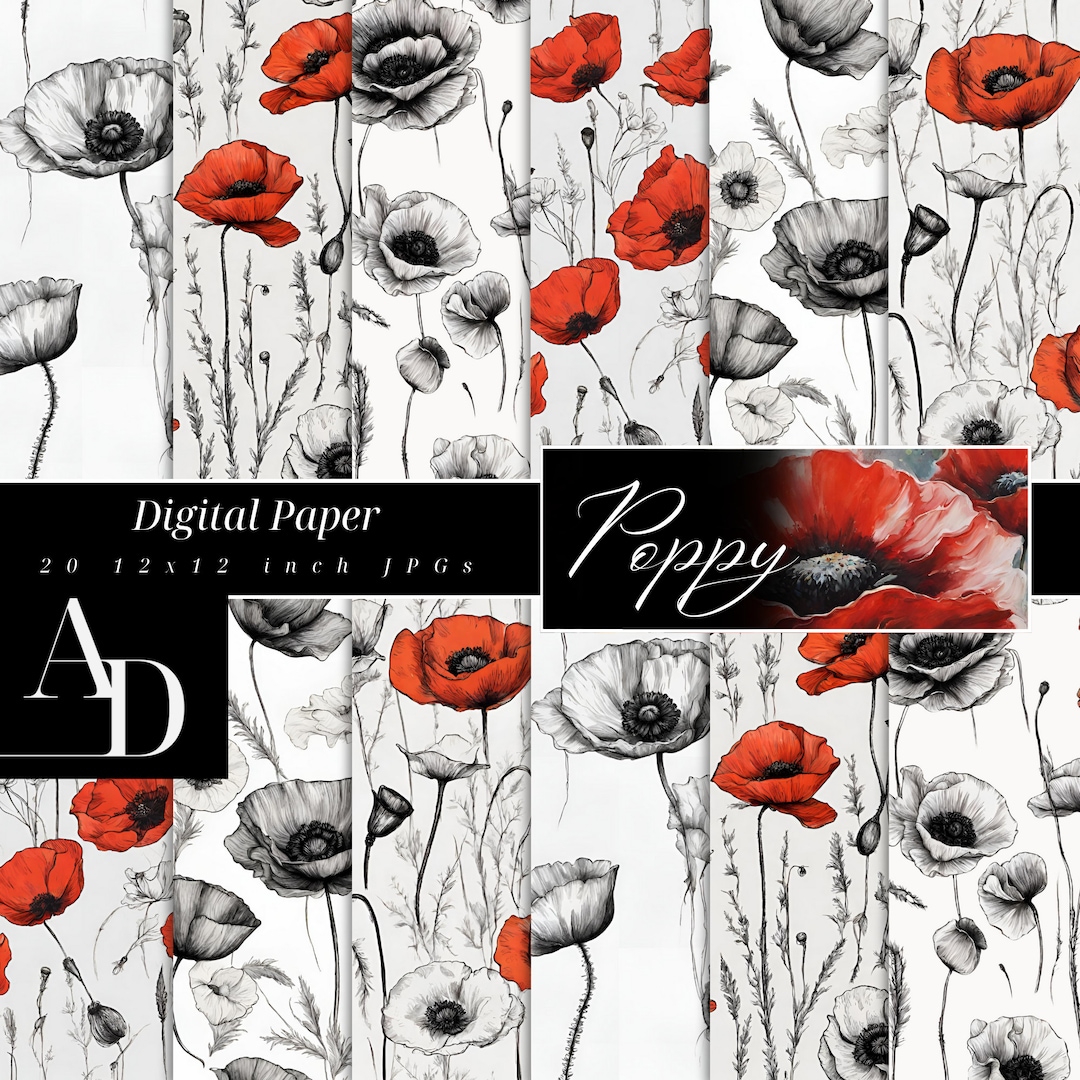 Poppy, Digital Paper, Painting, Drawings, Floral Pattern, Corn Poppy ...