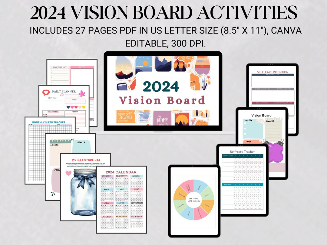 Editable Vision Board Planner Vision Board Affirmations Abundance ...