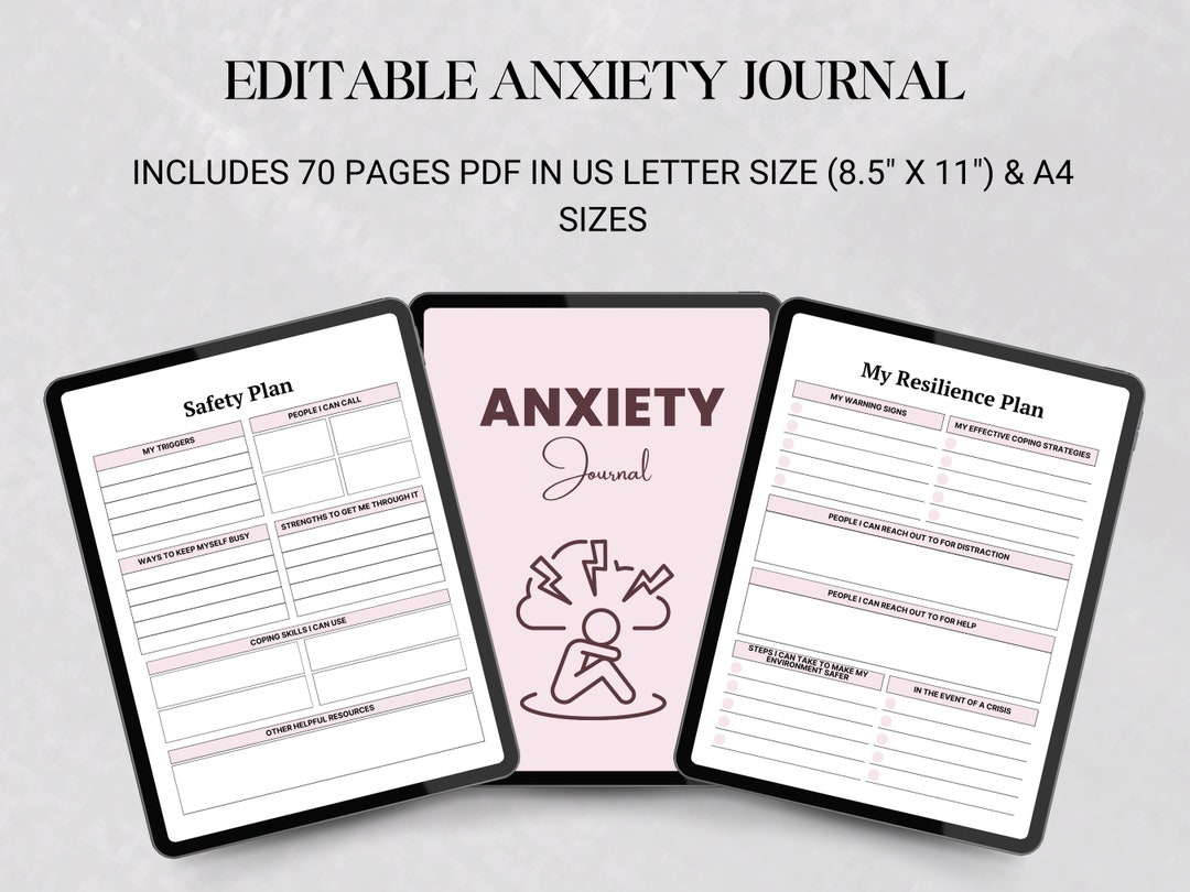 Editable Anxiety Journal Mental Health Journal Wellness Journal Anxiety ...